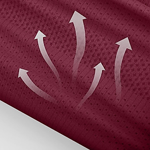 MathCat Workout Shirts for Women,Workout Tops for Women Short Sleeve,Yoga T Shirts for Women,Breathable Athletic Gym Shirts Burgundy