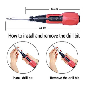 Jiahe Cordless Screwdriver, Electric Rechargeable Screwdriver 3.6V 800mAh Li-ion with Battery Indicator LED light with 12 Free Accessories for Home DIY,Both Hand and Mini Cordless Screwdriver Drill