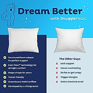 Snuggle-Pedic Toddler Pillow for Travel & Camping - USA Made Shredded Memory Foam Pillows w/Cooling Cover - Kids Pillow