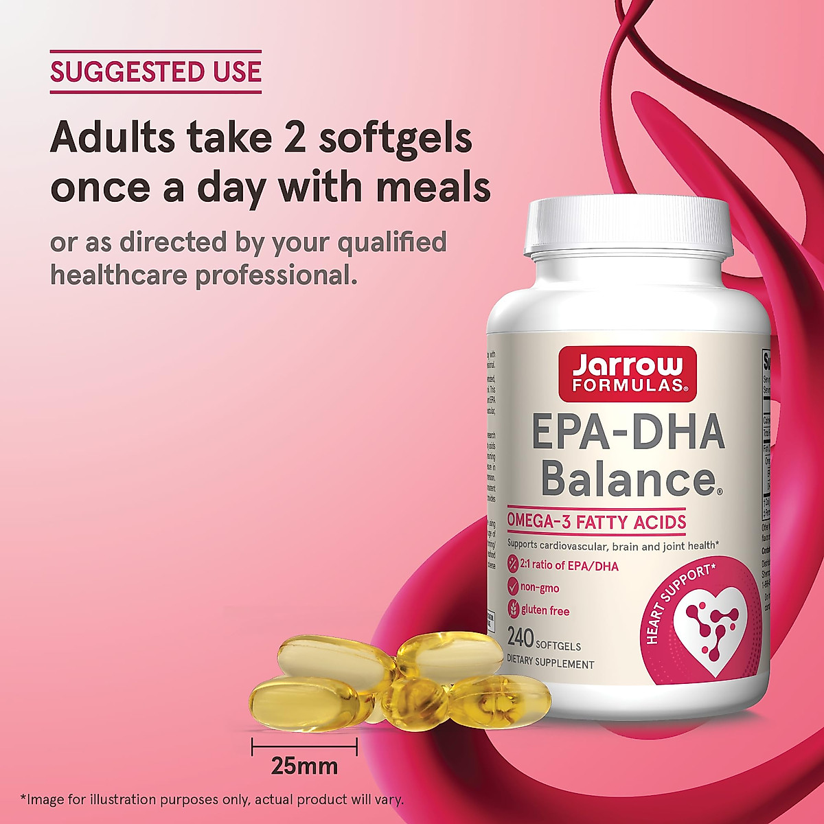 Jarrow Formulas EPA-DHA Balance, 1,200 mg Omega-3 Fatty Acids for Cardiovascular Support, 240 Softgels, 120 Day Supply