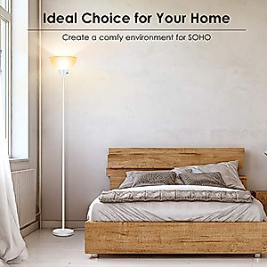 BoostArea Floor Lamp, Standing Lamp, 9W LED, Energy Saving, 50,000hrs Long Lifespan, 3000K Warm White, Eye-Caring,Torchiere Floor Lamps for Living Room,Bedroom,Office,Reading, White Floor Lamps