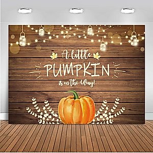 Mocsicka Fall Pumpkin Baby Shower Backdrop 7x5ft Autumn Rustic Wood Fall Baby Shower Party Decorations Photo Booth Backdrops A Little Pumpkin is on The Way Photography Background