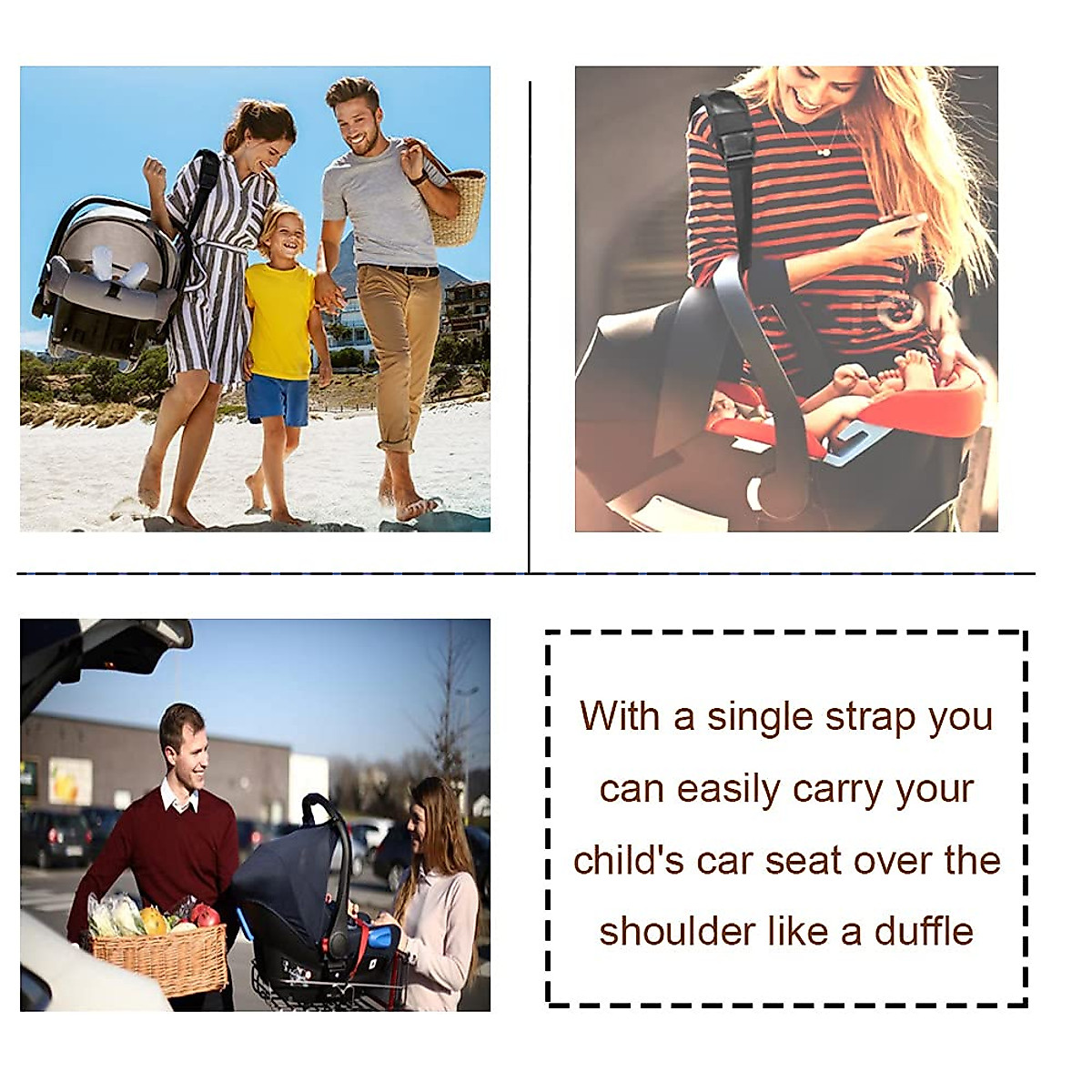 Oiloda Car Seat Carrying Shoulder Strap Car Seat Travel Belt Car seat Strap Adjustable Shoulder Infant Carrier Transfer Belt for Parent