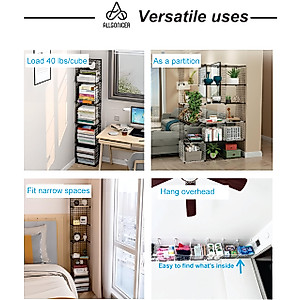 Allgonicer Wire Grid Storage Rack, Interlock Cubes, Patented Corner Connector, Sturdy and Heavy Duty, Floor-Stand or Wall-Hang, Best for Office Shop High School (2cubes, White)