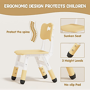 Brelley Kids Table and 6 Chairs Set, Height Adjustable Toddler Table and Chair Set, Graffiti Desktop, Classroom/Daycare/Home, Children Multi-Activity Table for Ages 2-8