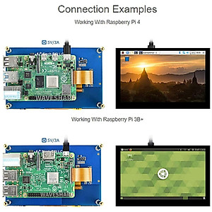 Waveshare 5 Inch Touch Screen for Raspberry Pi DSI LCD Screen Monitor 800×480 Display for Raspberry Pi 4B 3B+ 3A+ 3B 2B B+ A+ CM3/3+ Compatible with Raspbian Ubuntu Kali WIN10 IoT RetroPie