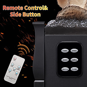 Electric Fireplace Log Heater, Realistic Flame and Ember Bed, Portable, Infrared, Thermostat 750W/1500W…