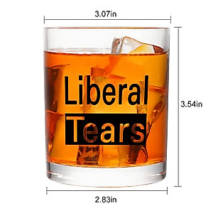 DAZLUTE Funny Liberal Tears Whiskey Glass, Leftist tears, Funny Political Gifts Manly Christmas Trump Gifts for Men Republican Conservative Christmas Birthday, White Elephant Gifts Exchange, 10 Oz