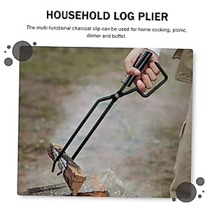 Happyyami Tongs Grill Outdoor Camping BBQ Outdoor BBQ Fireplace Charcoal Clamps Charcol Barbecue Trash Pickup Grabber Iron Long Charcoal Tong Charcoal Plier Camping Supply Large Pen Holder