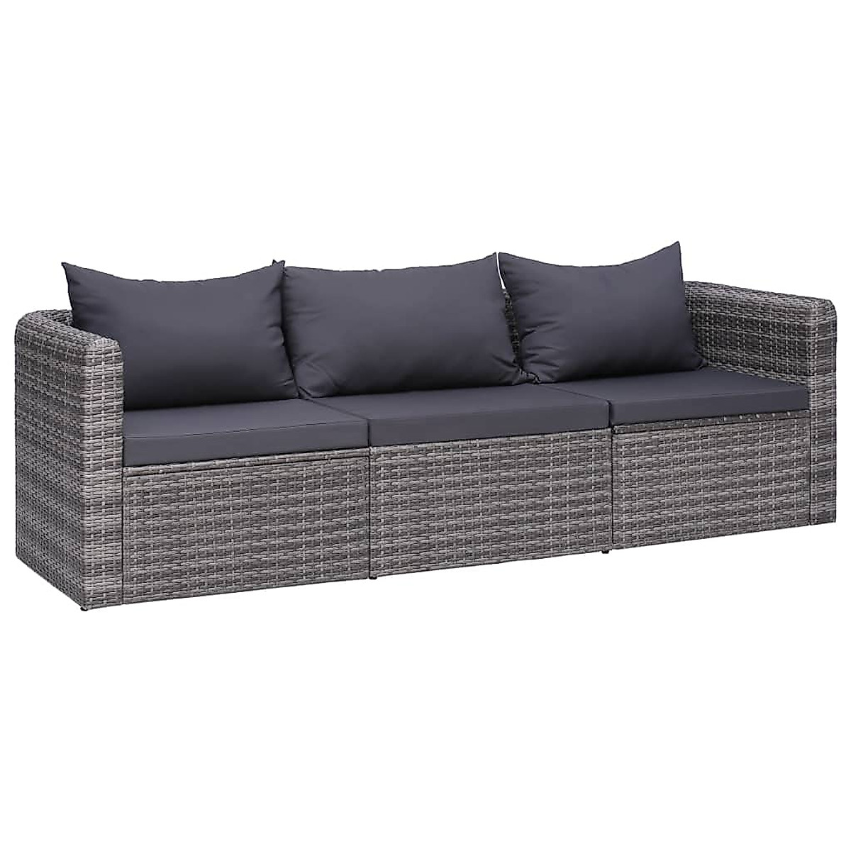 vidaXL 3 Piece Patio Sofa Set - Stylish and Practical Design with Weather-Resistant PE Rattan and Powder-Coated Steel Frames, Set Includes Cushions