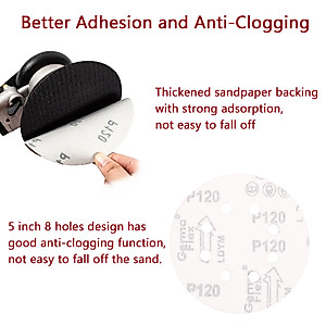 Akjwp 70PCS Sanding Discs 5 Inch 8 Holes and Loop Adhesive Sanding Discs Sandpaper for Random Orbital Sander 40/80/120/240/320/600/800 Grits…