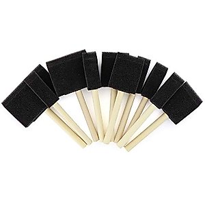 Vanitek 10 Piece Flat Flexible Poly Foam Bevel-Tipped Brush Set with Wooden Handles - Ideal for Applying Paint, Oil-Based Paints, Stain, Varnish, Enamel, Latex Paint, Smooth Surfaces, & Arts & Crafts