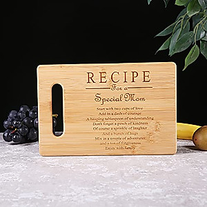 Recipe Mothers Day Gift Special Love Heart Small Bamboo Cutting Board Mom's Birthday Present (7"x11")