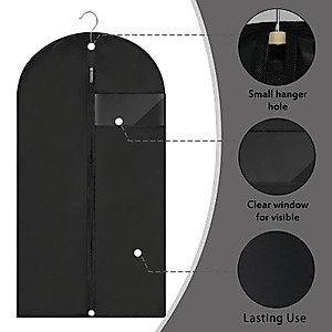 Fafish Dress Bags for Gowns Long,60'' Garment Bag Suit Bag for Closet Storage and Travel(Black)