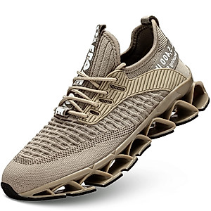 Men's Running Shoes Blade Tennis Walking Fashion Sneakers Breathable Non Slip Gym Sports Work Trainers Khaki