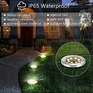 ZGWJ Solar Ground Lights, 8 LED Garden Lights Disk Outdoor Waterproof Landscape for Yard Walkway Patio Lawn Driveway Decoration (8 Pack Warm White)