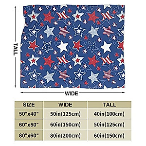 Ultra-Soft Micro Fuzzy Throw Blanket Patriotic American Stars Fluffy Cozy Warm Blankets Soft Blankets Decorative for Couch Bed Sofa Bedroom for Four Seasons 50"x40"