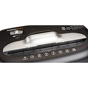 Amazon Basics 8-Sheet Capacity Cross-Cut Paper and Credit Card Shredder, 4.1 Gallon & Sharpening Lubricant Sheets - Pack of 12