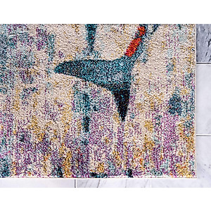 Unique Loom Positano Collection Coastal Modern Koi Fish Beige Area Rug (8' x 10')