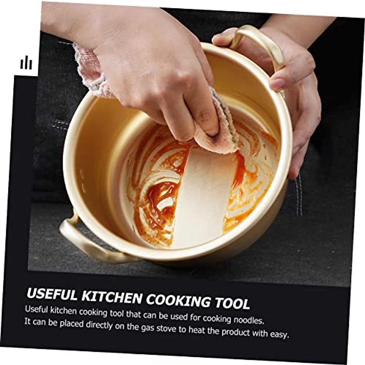 Housoutil Korean Ramen 1 Set Instant Noodle Pot Ramen Pot with Lid Pan with Lid Korean Noodle Pot Ramen Noodle Pot Sauce Pan Aluminum Tool Quick Heat Golden Ramen Cookware Ramen Cooker