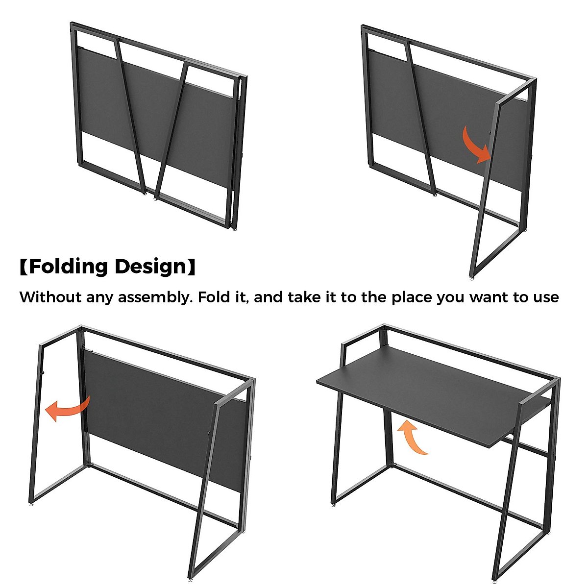 EUREKA ERGONOMIC Folding Desk for Small Spaces Folding Desk Table Fold up Desk no Assembly 41inch Computer Desk Office Table Teen Student Dorm Study Desks, Easy to be Folded Writing, Laptop Working