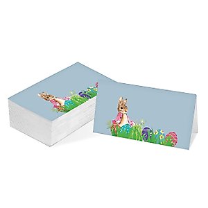 Table Place Card, Easter Tent Style Cards, Pack of 25 Half-Fold Reception Place Card, Cute Easter Egg Bunny, Easter Table Decor for Spring Wedding, Baby Shower, Dinner Party(F24)