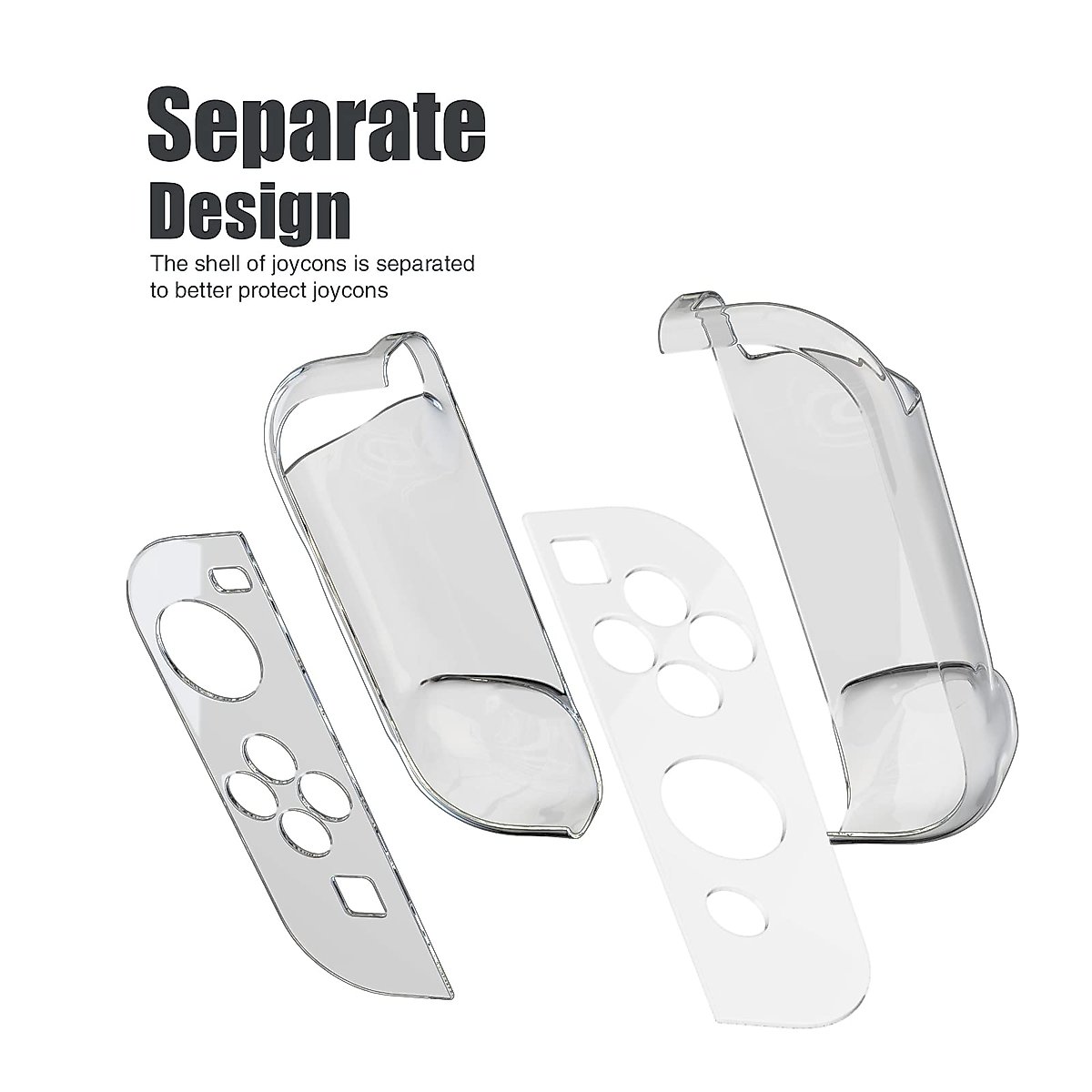 Switch OLED Protective Case, Switch OLED Hard Shell Case with Tempered Glass Screen Protector and 4 Thumb Grips