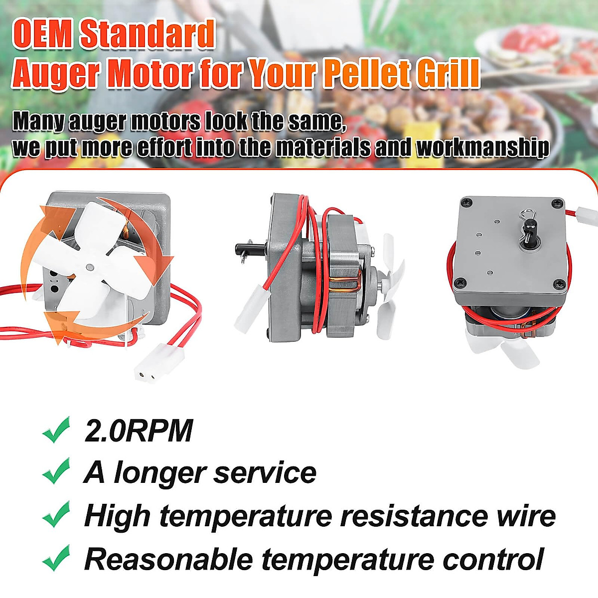 Pellet Grill Replacement Parts for Traeger, Pit Boss Wood Pellet Grills, Upgraded Auger Motor, Grill Induction Fan, Fire Burn Pot and Hot Rod Igniter, Grill Parts with Ash Remover, Screws and Fuse