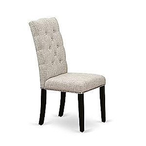 East West Furniture X677EL635-9 9-Piece Dining Set - Dinner Table Rectangular Top - 8 Beautiful Dining Chairs Padded Seat and Back (Distressed Espresso & Wire Brushed Black Finish)