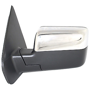 Kool Vue Left Power Heated Door Mirror Compatible With Ford F-150 2007-2008 Power Fold With Signal Light, Memory & Puddle Lamp Chrome