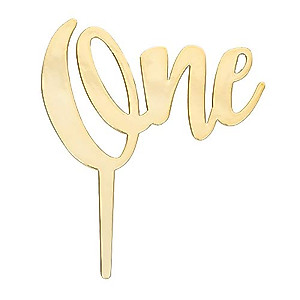 DecoPac Numeral One Candle Holder Cake Pick, Gold
