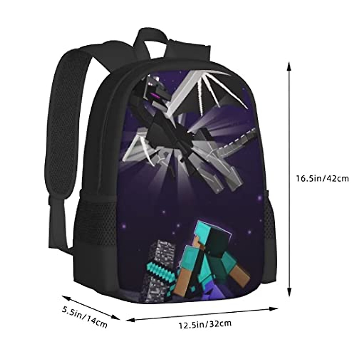 Megar Sandbox Games Backpack 3D Pattern Printed Backpack Cartoon Backpack Lightweight Backpack Casual Daypack Game Fans Gifts
