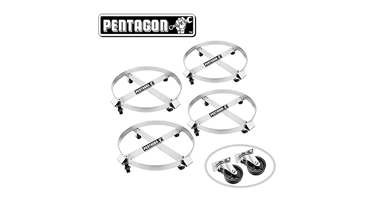 55-Gallon Drum Dolly Set of 4 - Heavy-Duty Steel Dolly Pack with Cross ...