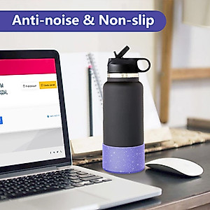 WUQID Protective Bling Silicone Boot Sleeve, Compatible with Stanley Tumbler 20-40oz & Hydro Flask Bottle 12oz-24oz, Glitter Reduces Dents Sleeve Cover for More Bottles/Tumblers Bottom of 2.83-2.95in