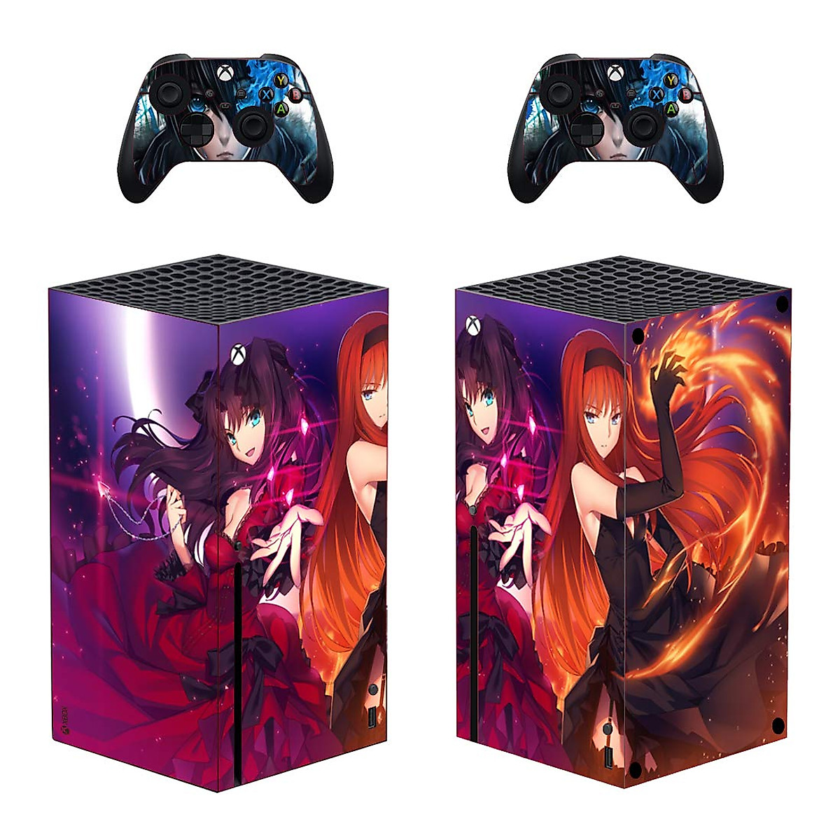 Babita Dogra Protective Vinyl Skin Decal Cover for X-Box-Series-X Console Wrap Sticker Skins with Two Free Wireless Controller Decals Anime Flame Girl
