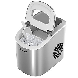 COSTWAY Countertop Ice Maker, 26LBS/24H Portable and Compact Ice Maker Machine, Ice Cubes Ready in 6 Mins, Electric High Efficiency Small Ice Maker with Ice Scoop for Home Kitchen Office, Silver