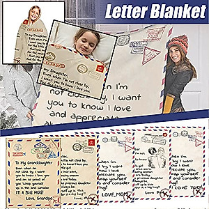 OFADD Blanket Love Letter to My Mom Personalized Printed Air Mail Throw Blankets for Couch Sofa Bed Supersoft Flannel Throws Birthday Indoor Home Decor 60” x 80”