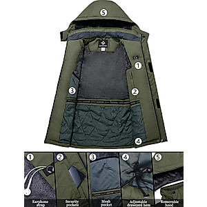 GEMYSE Men's Mountain Waterproof Ski Snow Jacket Winter Windproof Rain Jacket (Army Green,Large)