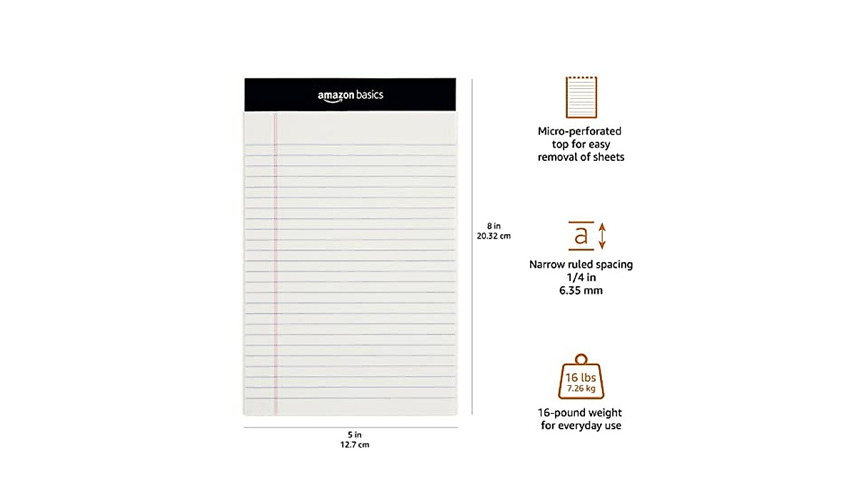 Amazon Basics Narrow Ruled Note Pads - 12 Pack for Efficient Writing