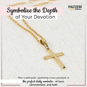 MAZZERI 14k Gold Cross Pendant, Hypoallergenic Gold Religious Charms for Men and Women, Handcrafted in the USA