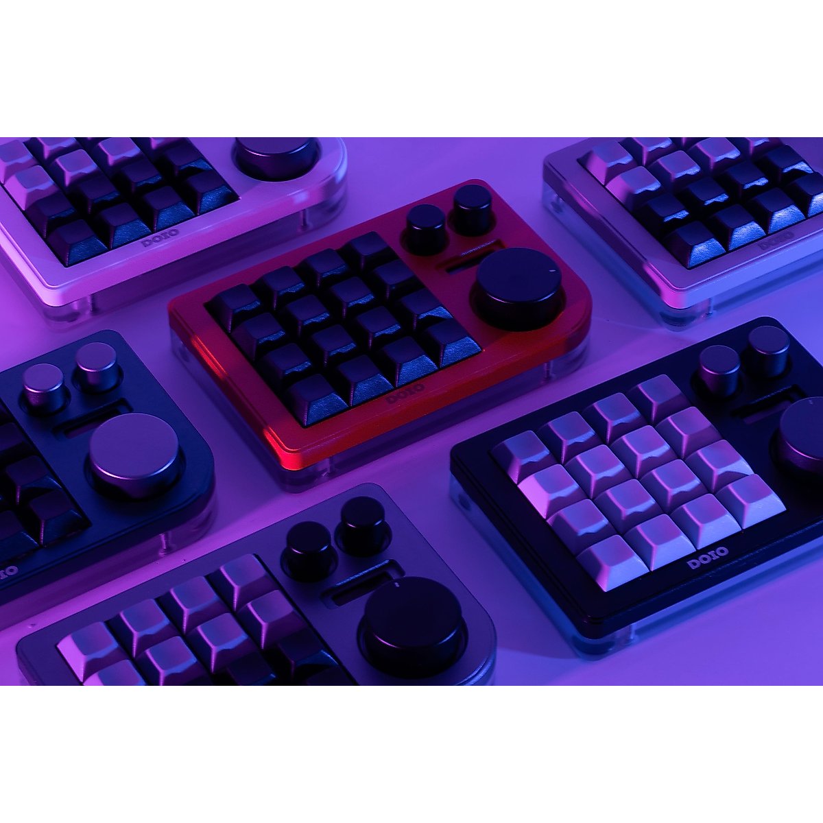 KEEBMONKEY Megalodon Triple Knob Macro Pad Programmable Designer Mini Keyboard 16 Keys (White)