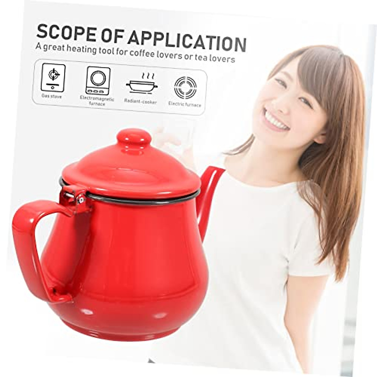 Hoement Enamel Kettle stovetop enamel teakettle whistling tea kettles whistle boiling kettle grease jug stove top water kettle enameled teakettle china teapot Turkey induction cooker