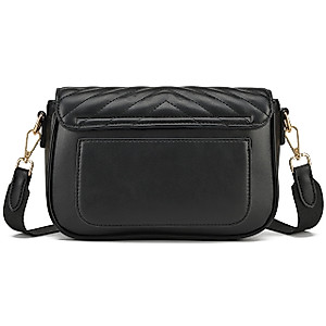 lola mae Quilted Crossbody Bags for Women Shoulder Handbag with Coin Purse Chain Strap Trendy Purse (Black-LM739)