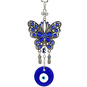 Turkish Blue Evil Eye Butterfly Design Amulet Home Office Hanging Decoration Ornament Blessing Gift -CL10