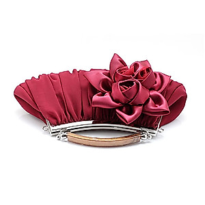 Snowskite Women's Luxury Flower Evening Bag Bridesmaid Wedding Party Clutch Purse Burgundy
