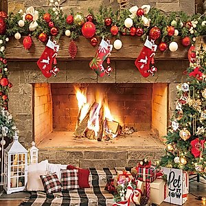 Dudaacvt 8x8ft Christmas Photography Backdrops Christmas Fireplace Decoration Background Family Party Birthday Baby Shower Decoration Photo Booth Props D469