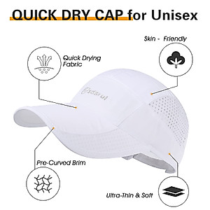 Geyanuo Running Hat for Women Men, Quick Drying Baseball Cap, Unstructured Mesh Outdoor Workout Hat, Sports Hat for Golf Hiking Tennis White