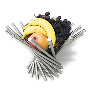 Modern Rotating Fruit Basket, Stainless Steel, by HomeSimple