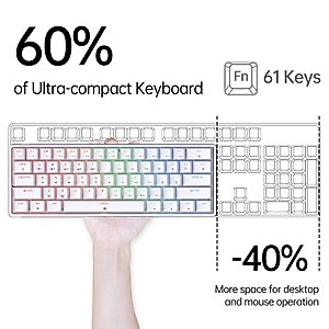 DIERYA DK61E 60% Percent Mechanical Gaming Keyboard, Optical Red Linear Switch, PBT Keycap, RGB Backlit, Waterproof, Wired USB C Mechanical Keyboard with Full Keys Programmable