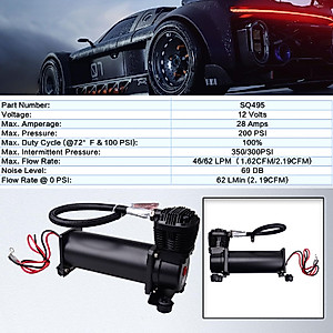 ZHSYMX Ultra Quiet Air Compressor, 1/4 NPT Super Silent 69DB 12V 300PSI Air Ride Suspension Compressor/Air Train Horn for Train/Truck/Car Black